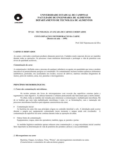 Contaminação e Deterioração da Carne - FEA