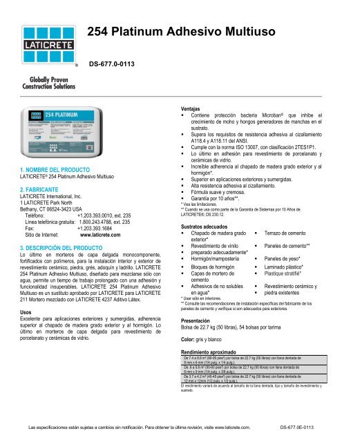 254 Platinum Adhesivo Multiuso - Laticrete