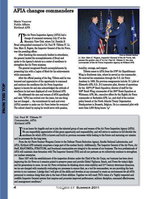 FROM THE TOP AFIA changes