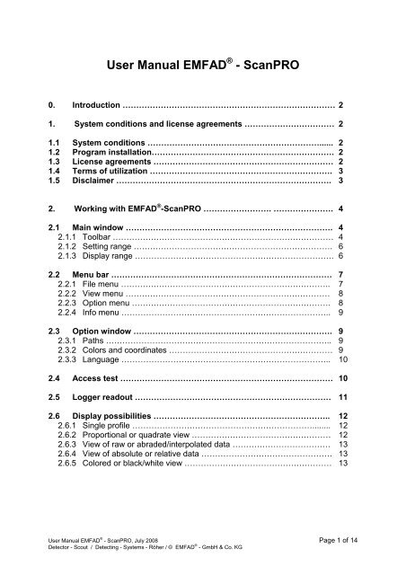 User Manual EMFAD - ScanPRO - Detector-Scout