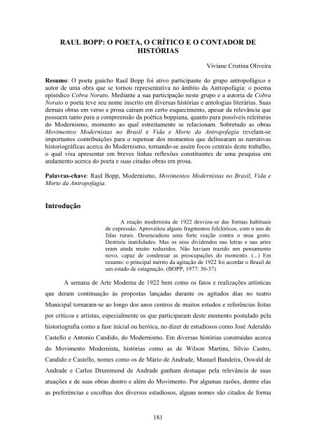 RAUL BOPP: O POETA, O CRÍTICO E O CONTADOR DE ...