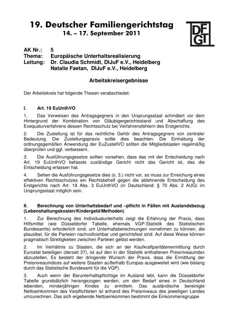 Europäische Unterhaltsrealisierung Dr. Claudia Schmidt, DIJuF e.V.