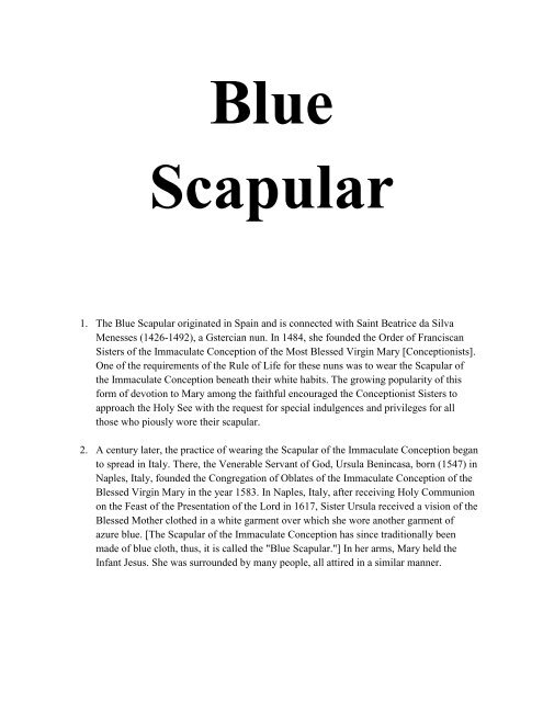 Blue Scapular - Legion of Mary Praesidium (Mary, Queen of the ...