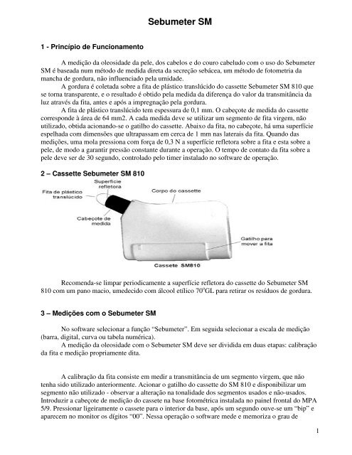 Manual Sebumeter - Cosmetics Online Brasil