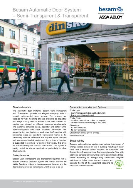 Besam Automatic Door System – Semi-Transparent & Transparent