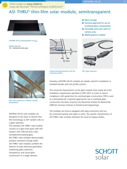 ASI THRU® thin-film solar module, semitransparent - Talev