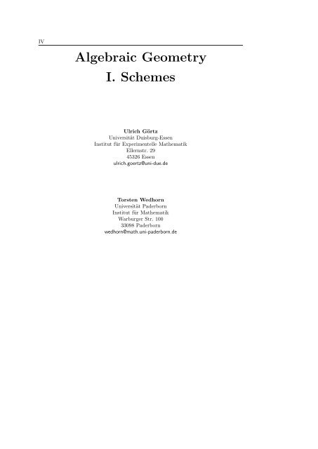 Algebraic Geometry I. Schemes - U. Görtz, T. Wedhorn: Algebraic ...