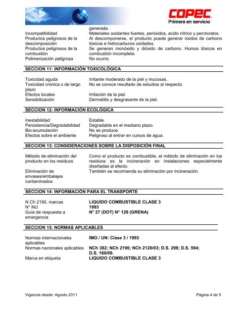 Incompatibilidad generada