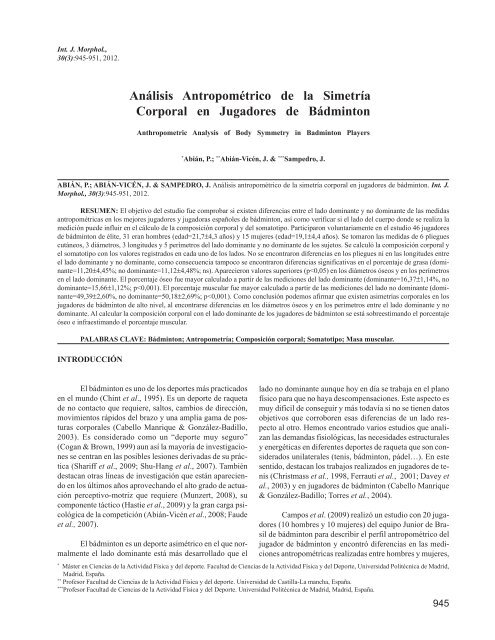 Análisis Antropométrico de la Simetría Corporal en ... - SciELO