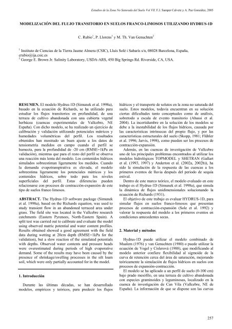 Modelización del Flujo Transitorio en Suelos Franco-Limosos