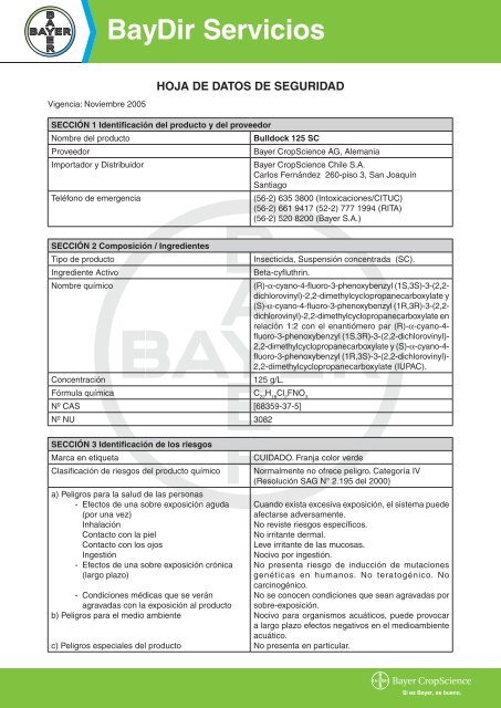 Bulldock 125 SC - Bayer CropScience Chile