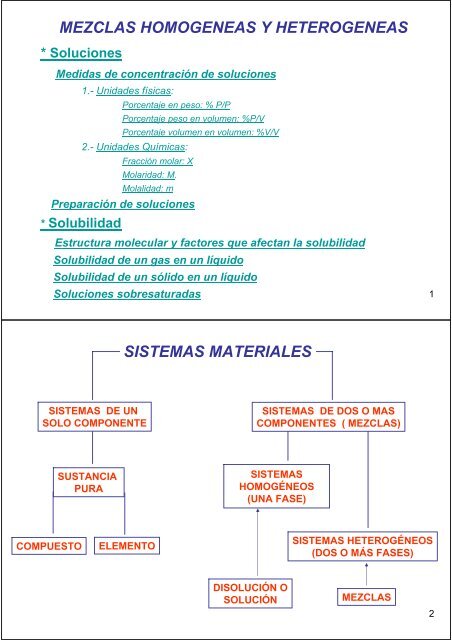 mezclas homogeneas y heterogeneas sistemas materiales