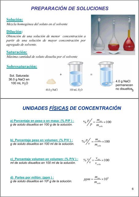 SOLUCIONES Mezclas homog