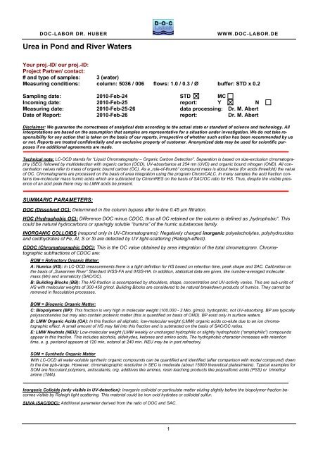 Urea in Surface Waters - doc-labor.de