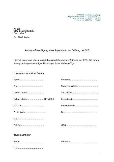Antrag auf FÃ¶rderung durch die Stiftung (PDF) - DPG