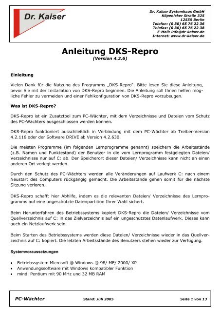 DKS-Repro - Dr. Kaiser Systemhaus GmbH
