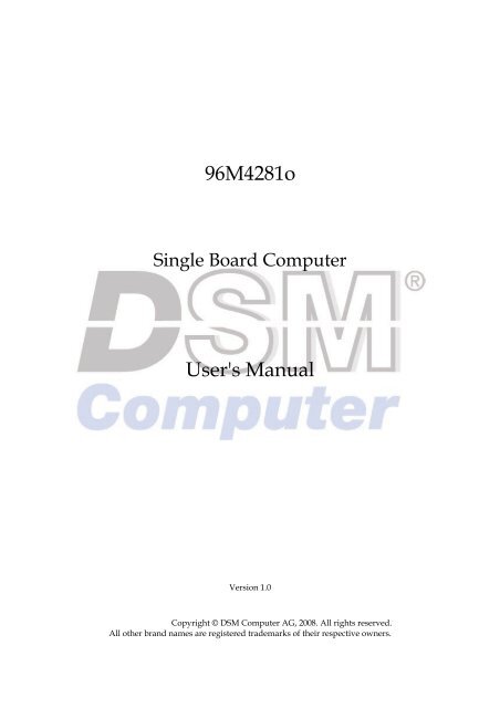 96M4281o User's Manual - DSM Computer