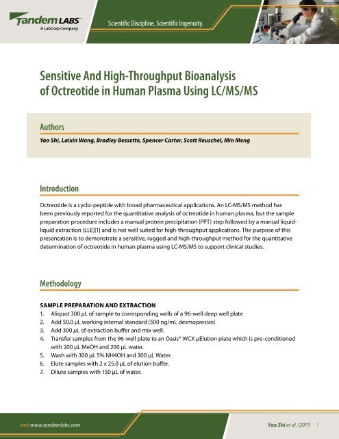Results and Discussion (continued) - Tandem Labs