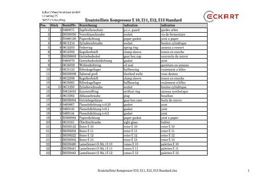 Kompressor E10, E11, E12, E13 Standard - Eckart Maschinenbau