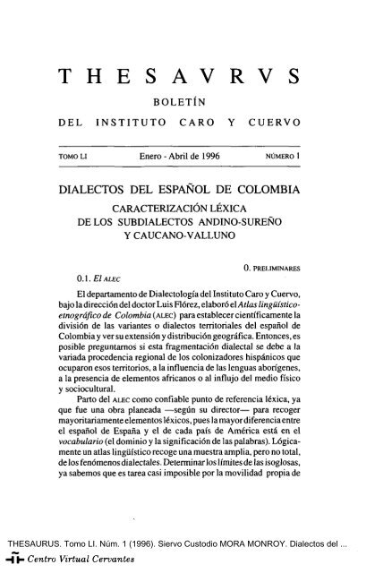 Dialectos del español de Colombia - Centro Virtual Cervantes