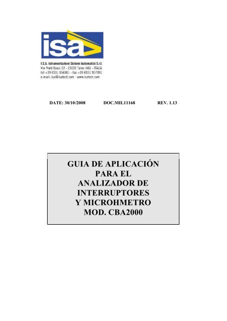 MIL11168 CBA2000 GUIA DE APLICACION - ISA
