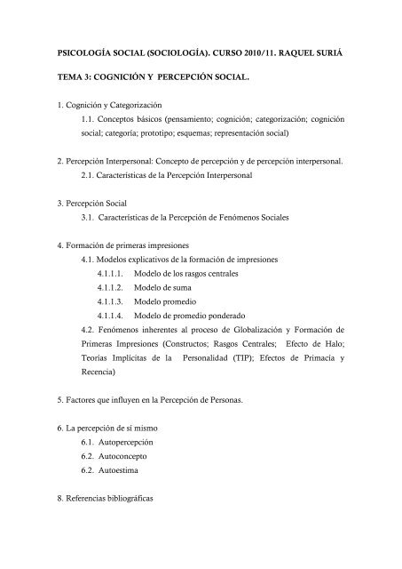 TEMA 3 COGNICIÓN Y PERCEPCIÓN SOCIAL..pdf - RUA