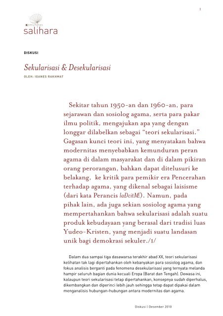 Sekularisasi & Desekularisasi - Salihara