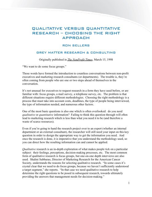 qualitative versus quantitative research – choosing the right approach