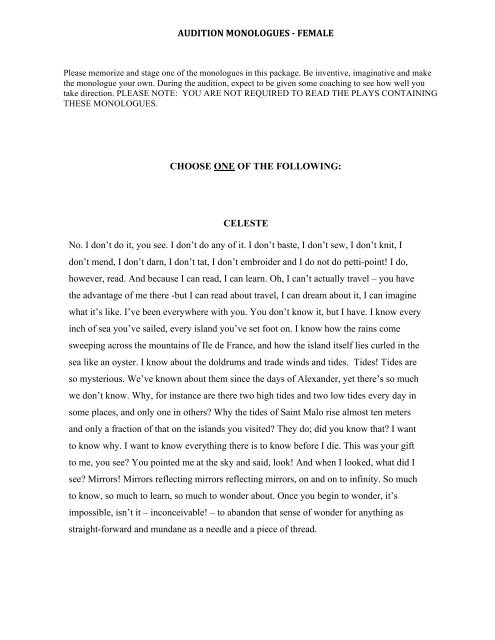 Dramatic_Arts_files/Female Monologues.doc.pdf - Arts Westmount