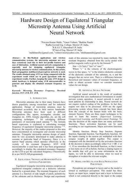Hardware Design of Equilateral Triangular Microstrip Antenna Using ...