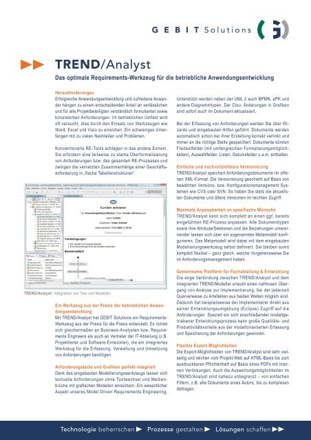 TREND/Analyst - Das optimale Requirements ... - GEBIT Solutions