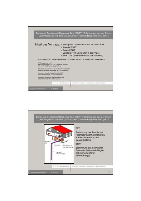 Enhanced Geothermal Response Test (EGRT) - Geothermie