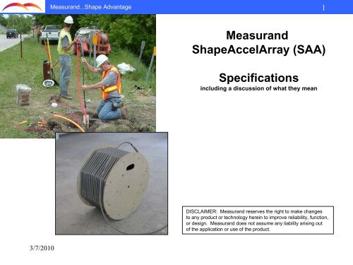 Measurand ShapeAccelArray (SAA) Specifications - Geotrade