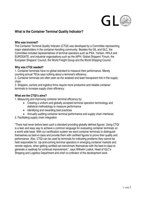 What is the Container Terminal Quality Indicator? - GL Group