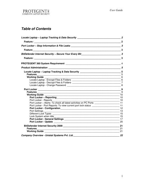 Table of Contents - German Sales Agency