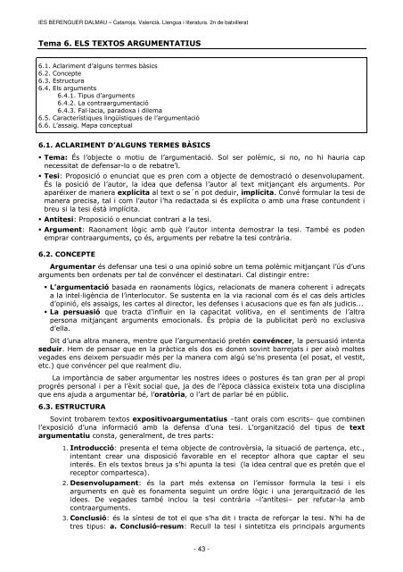 Tema 6. ELS TEXTOS ARGUMENTATIUS - IES BERENGUER ...
