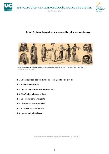 Tema 1 La Antropología Socio Cultural Y Sus Métodos Ocw