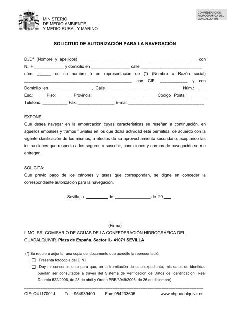 solicitud de autorización para la navegación - Viciopesca