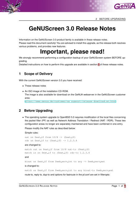 genuscreen Version 3.0 Release Notes - GeNUA