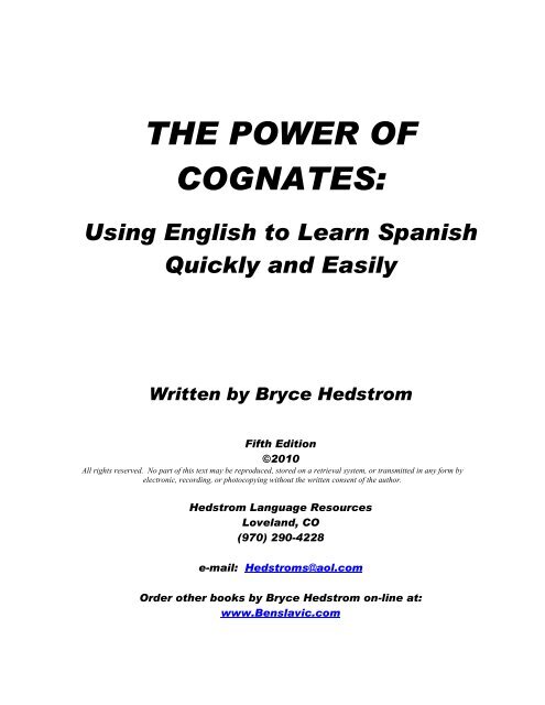 THE POWER OF COGNATES #1 - BryceHedstrom.com