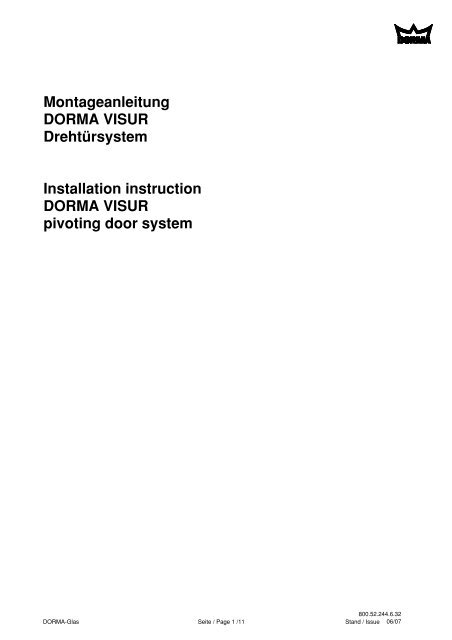 Dorma Visur Ganzglasanlage ohne sichtbare Beschläge