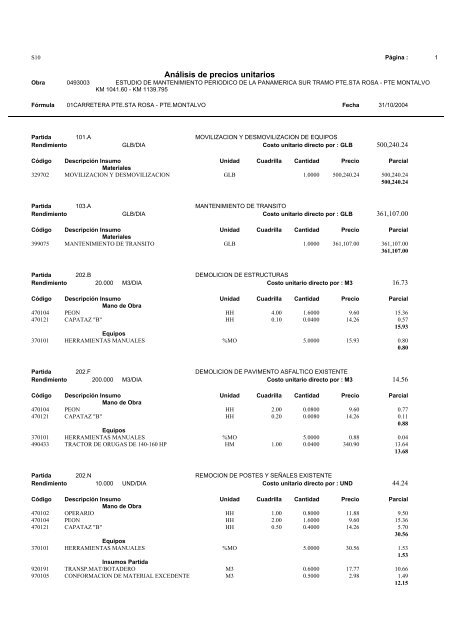 Análisis de precios unitarios