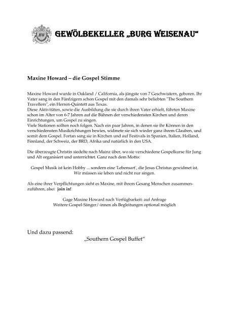 Gospel-Maxine Howard - Burg · Weisenau