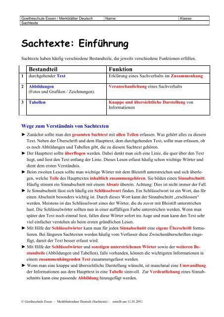 Sachtexte - Goetheschule