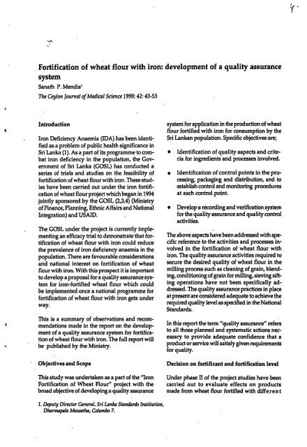 Fortification of wheat flour with iron: development of a quality ...