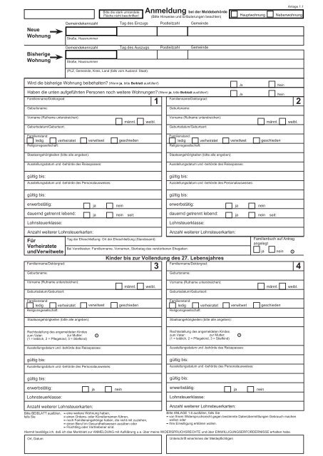 Ummeldung Formular Zum Download Downloads: Formulare, Merkblätter,
