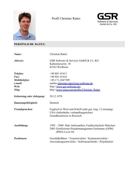GSR Profil Christian Rattei - GSR - Software und Services