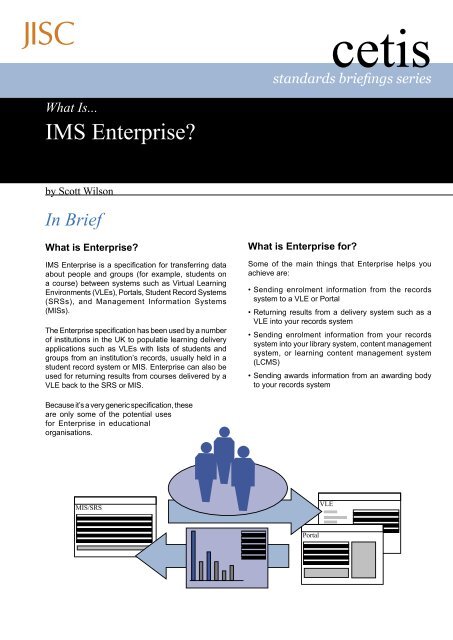 What is IMS Enterprise? (pdf) - CETIS Publications