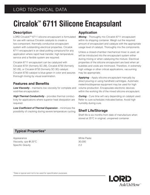 CircalokTM 6711 Silicone Encapsulant