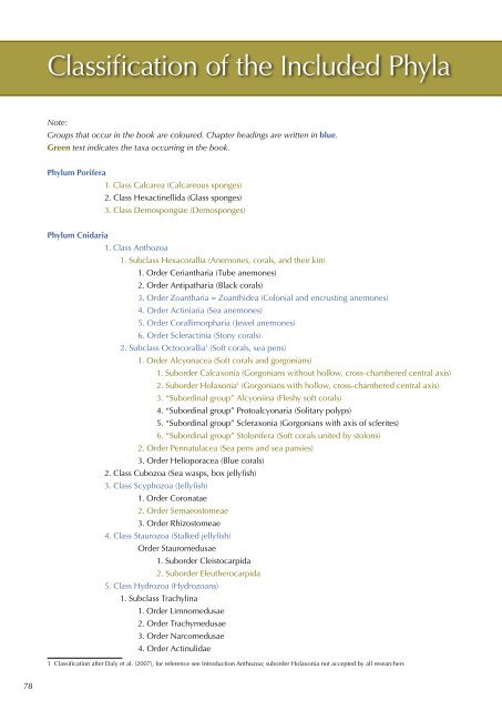 Classification of the Included Phyla